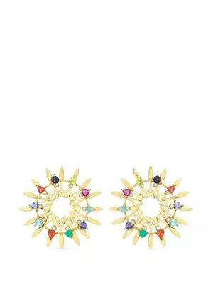 CAROL KAUFFMANN Mandala Multi-stone And Diamond Hoop Earrings - Gold