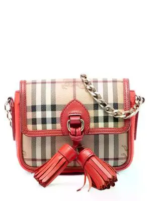 Burberry 2010-2017 Mini Haymarket Check Coated Canvas Tassel Crossbody Bag - Neutrals