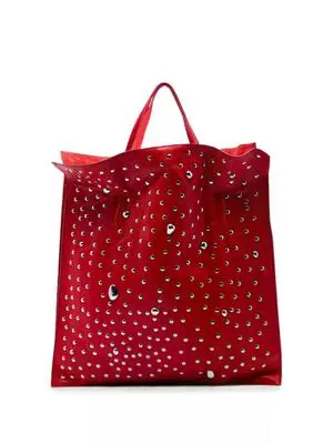 Celine 2017 Studded Lambskin Cabas Tote Bag - Red