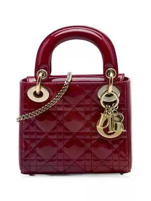 Dior 2016 Mini Patent Cannage Lady Satchel - Red