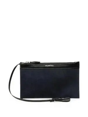 Balenciaga 2000-2026 Canvas Navy Cabas Pouch - Blue