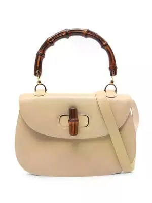 Gucci 20th Century Calfskin Bamboo Night Satchel - Neutrals