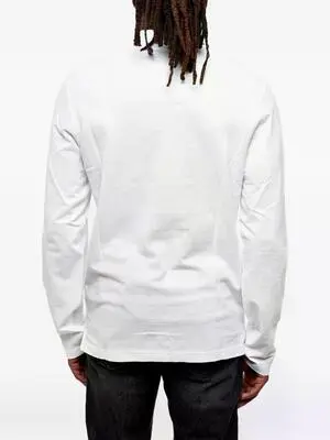 DIESEL® Logo-print Long-sleeve Cotton Polo Shirt - White