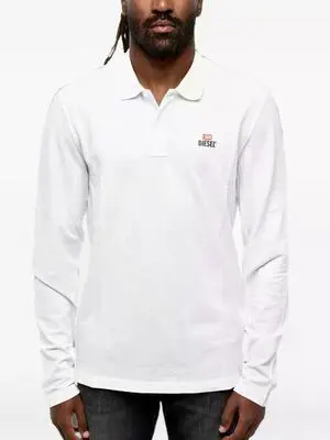 DIESEL® Logo-print Long-sleeve Cotton Polo Shirt