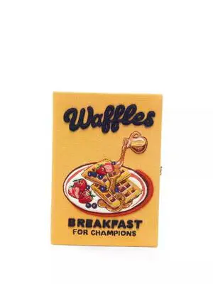 OLYMPIA LE-TAN Waffles Breakfast For Champions Embroidered Clutch Bag - Yellow