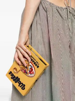 OLYMPIA LE-TAN Waffles Breakfast For Champions Embroidered Clutch Bag - Yellow