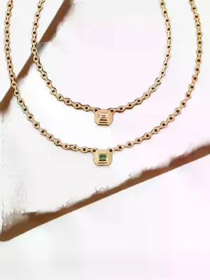 AZLEE Emerald Staircase Medium Necklace