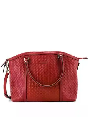 Gucci Britt Convertible Dome Microssima Leather Medium Satchel - Red