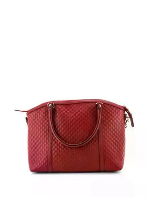 Gucci Britt Convertible Dome Microssima Leather Medium Satchel - Red