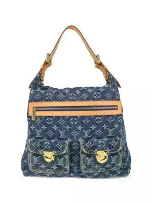 LOUIS VUITTON Monogram Denim Baggy Shoulder Bag - Blue