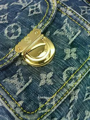 LOUIS VUITTON Monogram Denim Baggy Shoulder Bag - Blue