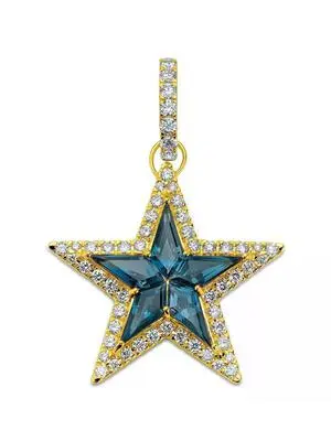 BUDDHA MAMA Embellished Star Pendant With Blue Topaz And Diamonds In 20k Yellow - Gold