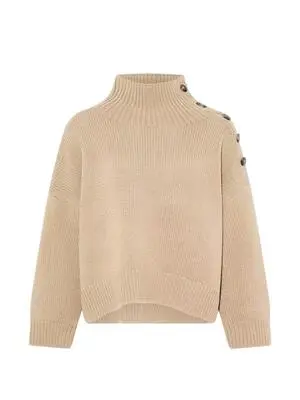 YVES SALOMON Button-embellished Oversized Sweater - Neutrals