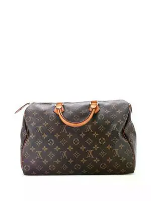 LOUIS VUITTON Speedy Monogram Canvas 35 Satchel Handbag - Brown