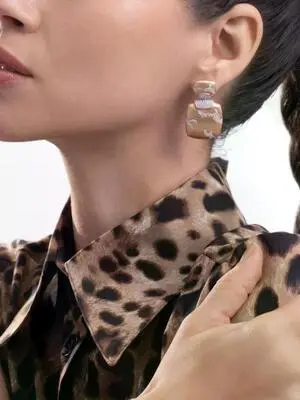 ARUNASHI Diamond Square Drop Earrings - Gold