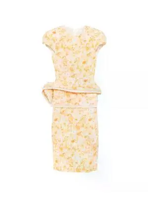 Magda Butrym Floral-print Peplum Midi Dress - Neutrals