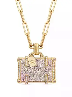 NEVERNOT Pink Sapphire And Diamond Suitcase Pendant Necklace