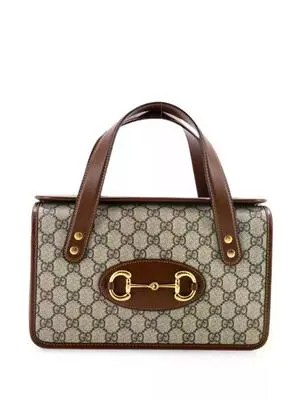 Gucci Horsebit 1955 Boston Bag Gg Coated Canvas Small Satchel - Brown