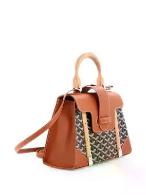 Goyard Saigon Top Handle Bag Coated Canvas With Leather Pm Satchel - Brown