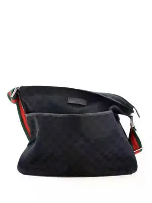 Gucci Front Pocket Web Messenger Gg Canvas Medium Crossbody Bag