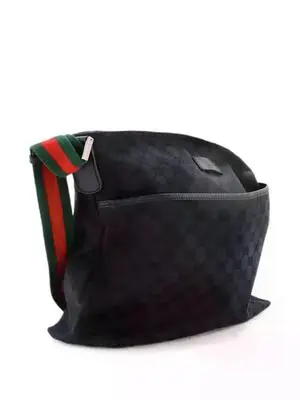Gucci Front Pocket Web Messenger Gg Canvas Medium Crossbody Bag