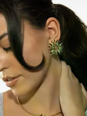 CAROL KAUFFMANN Mandala Emerald And Diamond Earrings