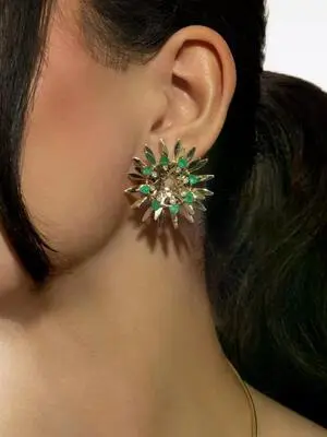 CAROL KAUFFMANN Mandala Emerald And Diamond Earrings