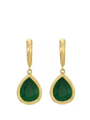 OCTAVIA ELIZABETH Hidden Gem Emerald Earrings - Gold