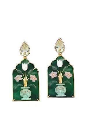 SILVIA FURMANOVICH 18k Yellow Multi-stone Floral Motif Drop Earrings - Gold