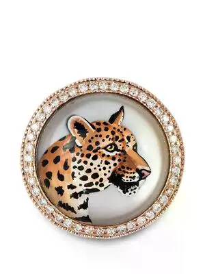 Jacquie Aiche Mother Of Pearl And Diamond Leopard Ring