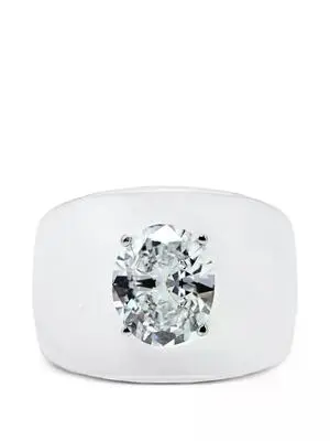 SOLO FOR DIAMONDS Diamond-embellished Dome Ring - Silver