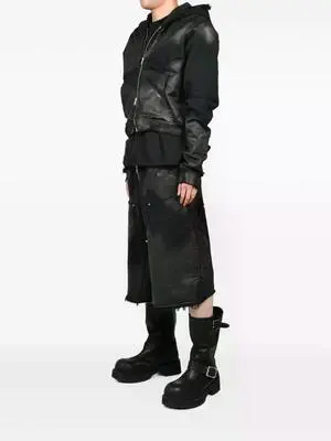 FILTH Waxed Distressed-effect Zip-up Hoodie