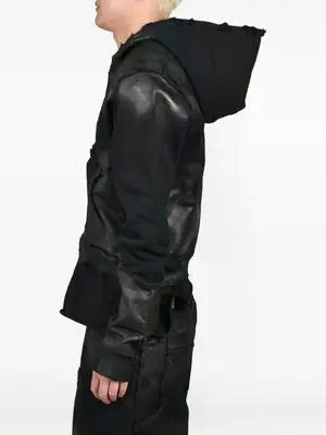 FILTH Waxed Distressed-effect Zip-up Hoodie