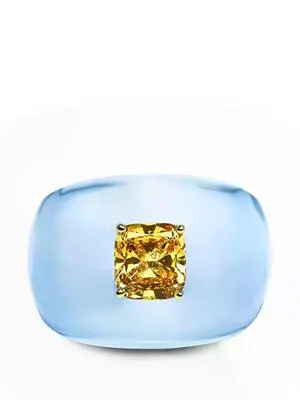 SOLO FOR DIAMONDS Lab-grown Diamond Cushion-cut Ring In 14k Gold - Blue
