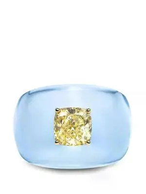 SOLO FOR DIAMONDS Lab-grown Diamond Cushion-cut Ring In 14k Gold - Blue