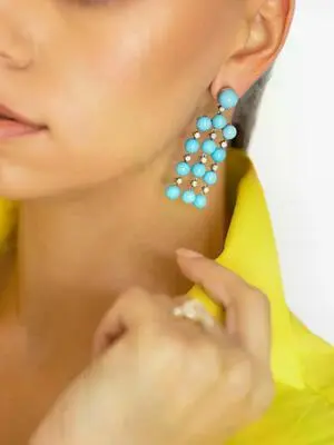 IRENE NEUWIRTH Gumball Turquoise And Diamond Earrings
