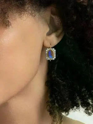 SYLVA & CIE 18k Yellow Opal And Diamond Earrings - Gold