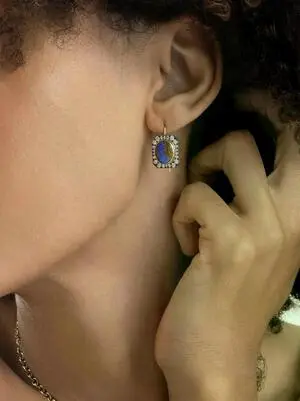 SYLVA & CIE 18k Yellow Opal And Diamond Earrings