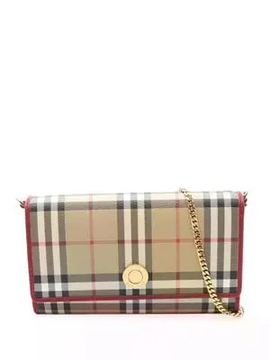 Burberry 2000-2025 House Check Coated Canvas Wallet On Chain Crossbody Bag - Neutrals