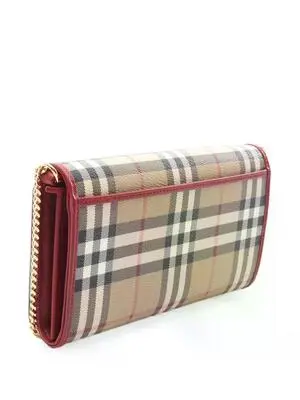 Burberry 2000-2025 House Check Coated Canvas Wallet On Chain Crossbody Bag - Neutrals