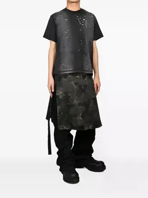 FILTH Bleached-effect Wrap Skirt - Black