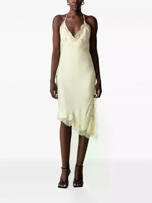 Bardot Silvio Lace-trim Asymmetric Mini Dress - Yellow