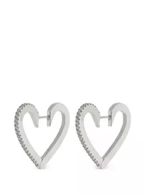 CADAR Endless Heart Diamond Hoop Earrings In 18k White Gold - Silver