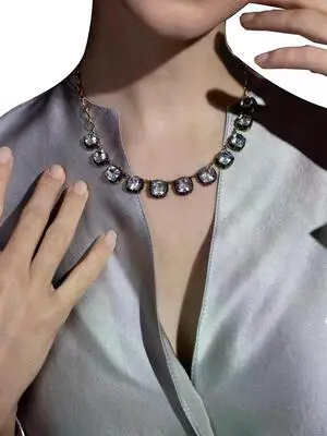 Fred Leighton White Topaz Collet Semi-riviere Necklace