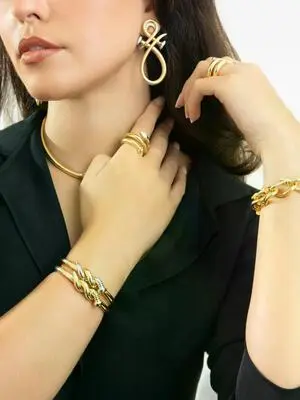 David Webb Twisted Nail Two-tone Cuff Bracelet