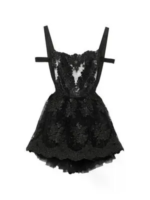 Alchemy Fashions Lia Beaded Lace-overlay Mini Dress