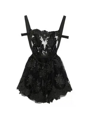 Alchemy Fashions Lia Beaded Lace-overlay Mini Dress
