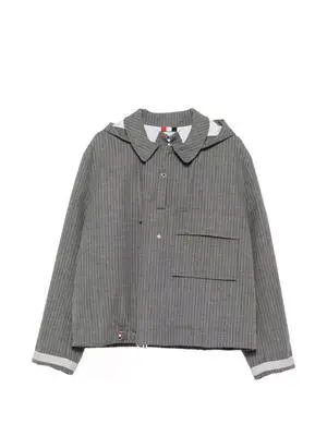 Thom Browne Pinstripe-pattern Hooded Jacket - Grey