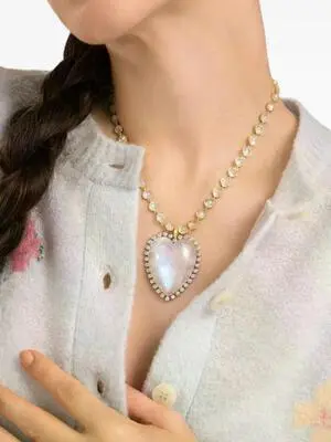 Irene Neuwirth Rainbow Moonstone Diamond Heart Pendant - Gold