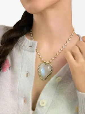 Irene Neuwirth Rainbow Moonstone And Diamond Heart Pendant Necklace
